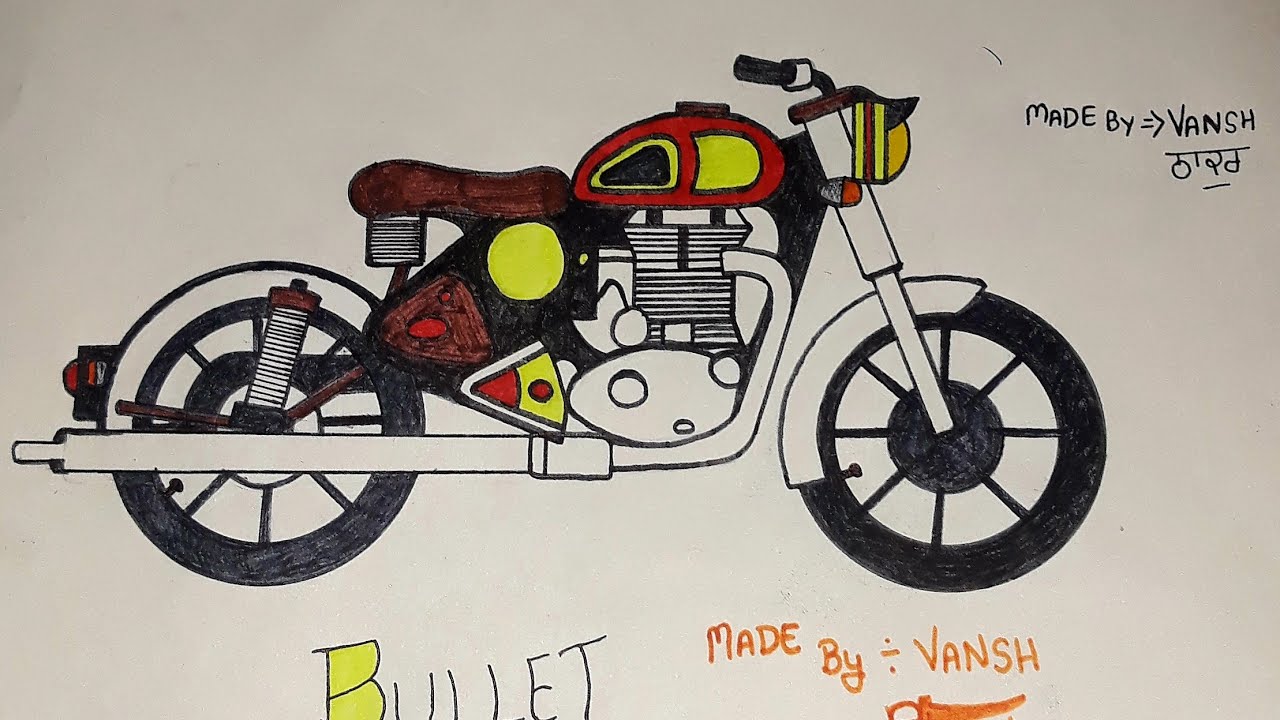 How to make Bullet drawing(Royal Enfield) - YouTube