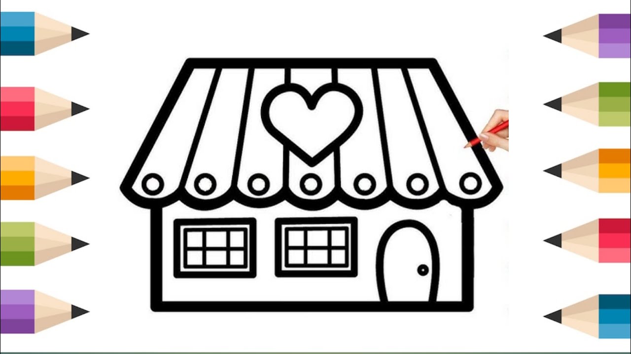How to draw a house drowing coloring for kids art 🎨🎨🎨 - YouTube