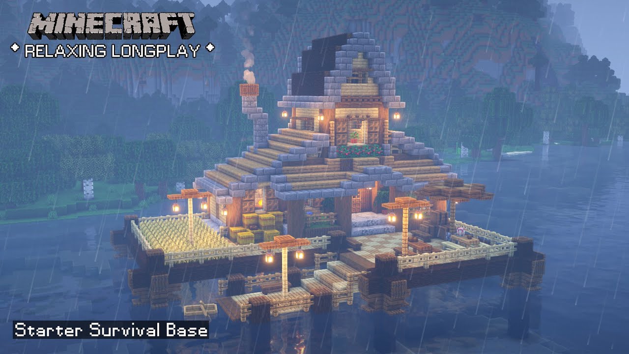 Rainy River - Cozy Starter Survival Base - Minecraft Relaxing Longplay ...
