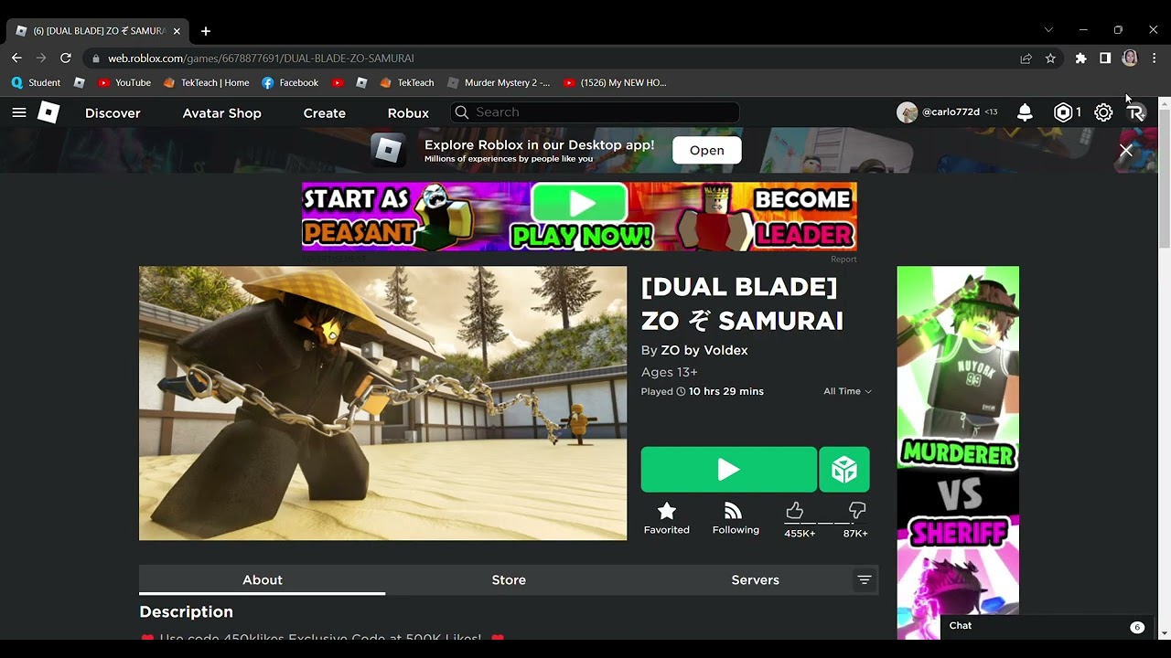 playing ZO roblox - YouTube