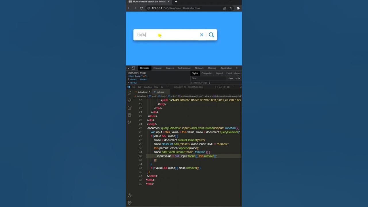 How to create #searchbar in #html #css and #javascript / #search in Html CSS - YouTube