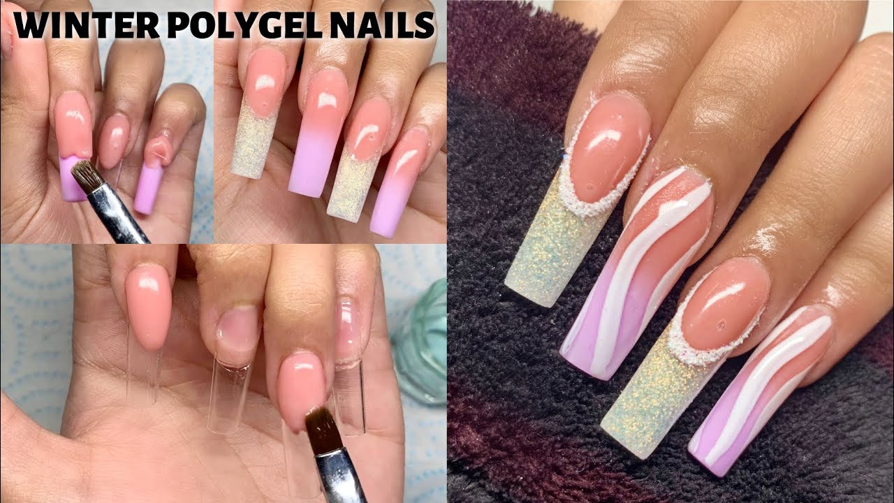 WINTER POLYGEL NAILS FRENCH TIP & EASY OMBRE WITH SIMPLE NAIL ART ...