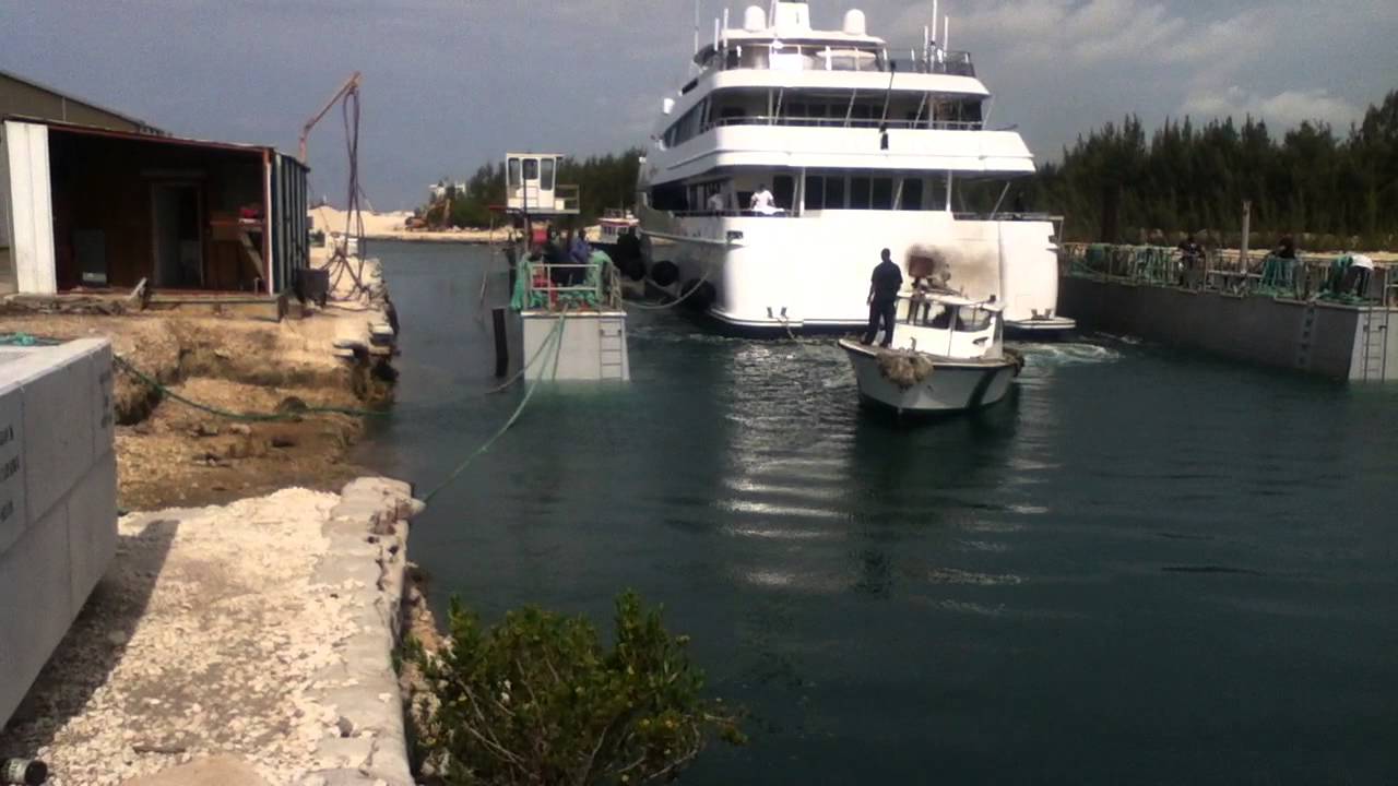 Luxury Mega Yacht Being Pulled Into Dry Dock At Bradford Marine ...