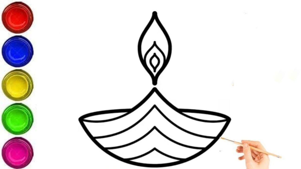 Easy Diya Drawing Tutorial | How to Draw the Diya | Diya Drawing for ...
