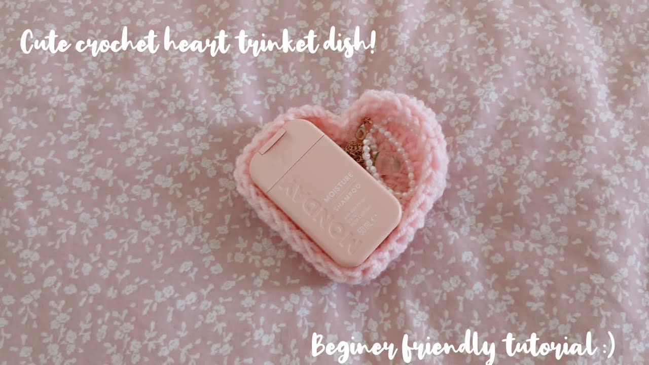 Cute crochet heart trinket dish tutorial :) BEGINER FRIENDLY TUTORIAL ...