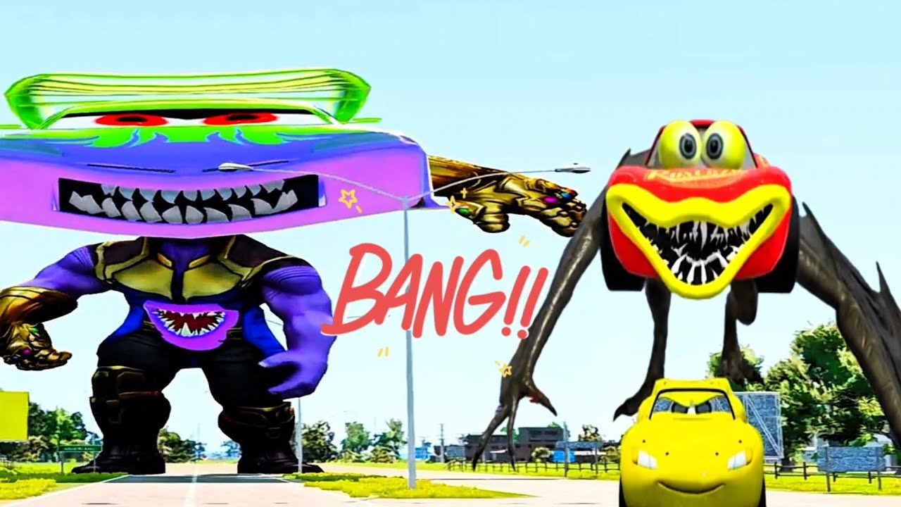 Lightning McQueen The Giant Pixar Thanos 🆚️ Giant Pixar Spider Monster ...