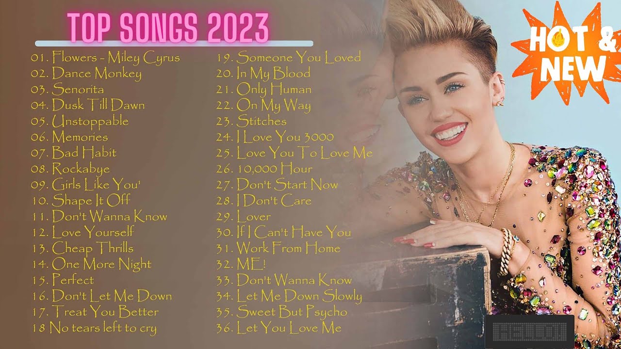 Pop Hits 2023 - Miley Cyrus, Ed Sheeran, Justin bieber, Maroon 5 ...