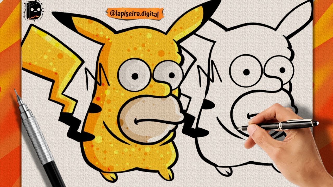 how to draw homer version pikachu step by step - YouTube