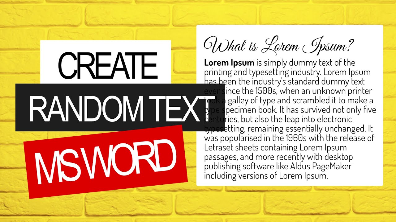 🤔🤔 How to Add Random or Dummy Text in Microsoft Word Document - YouTube