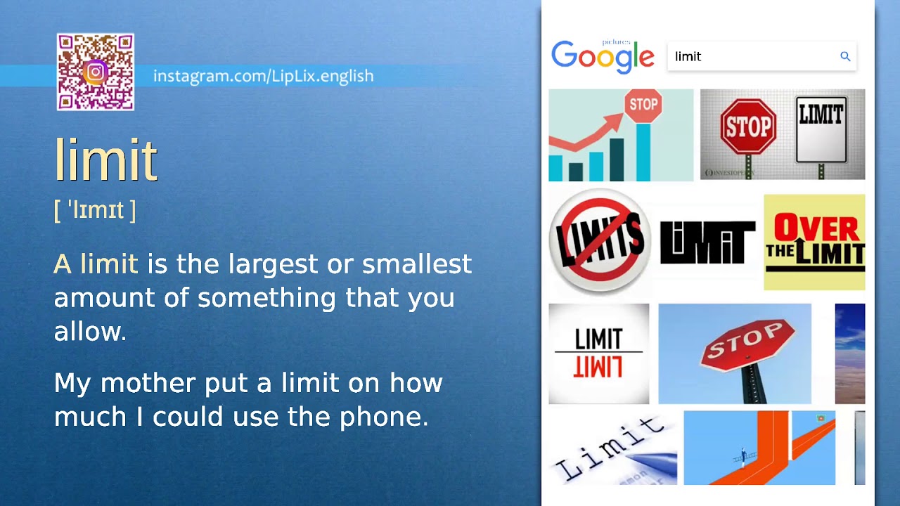 Limit : B1 level english vocabulary lesson, www.LipLix.com - YouTube