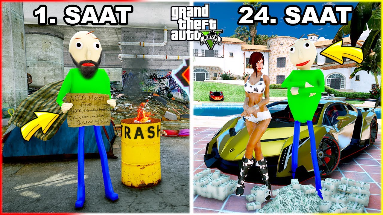 BALDİ VS 24 SAAT BOYUNCA FAKİRLİK! - GTA 5 - YouTube