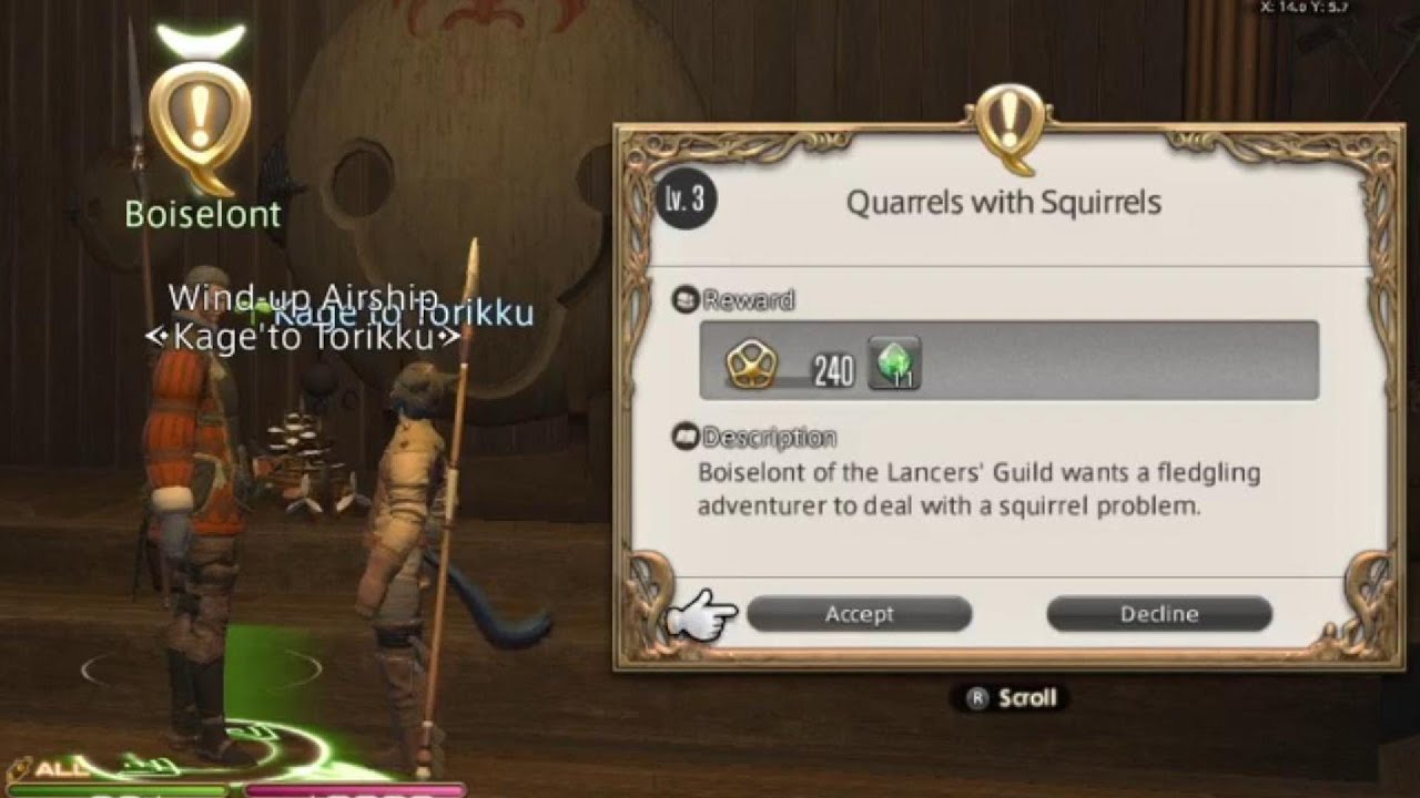 Final Fantasy 14 - Side Quest - Quarrels with Squirrels - Lv.3 - YouTube