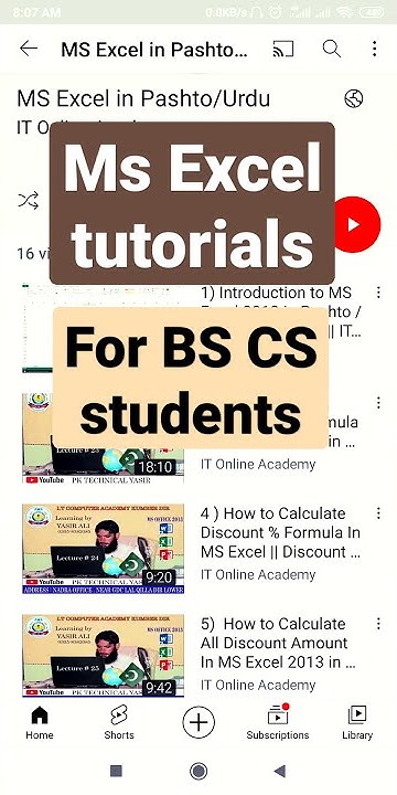 MS Excel basic Tutorials ||MS Office || Pashto for BS Students - YouTube