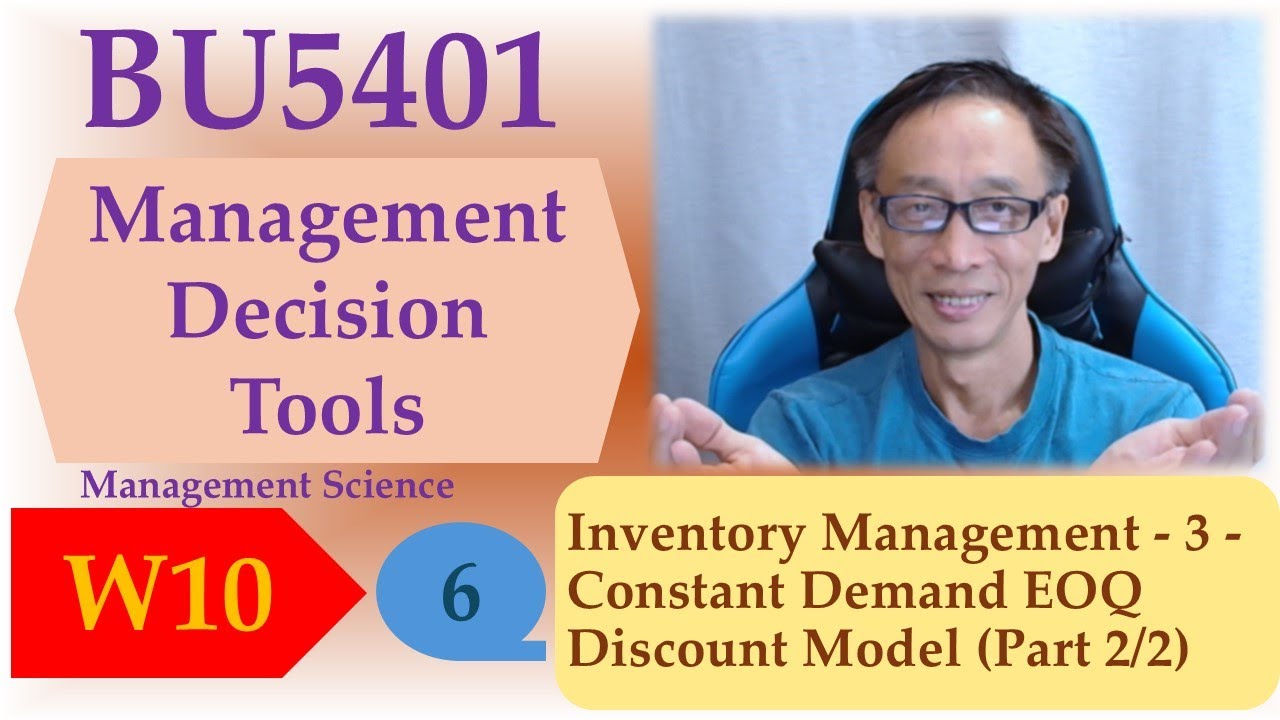 Inventory Management - 3 - Constant Demand EOQ Discount Model (Part 2/2 ...