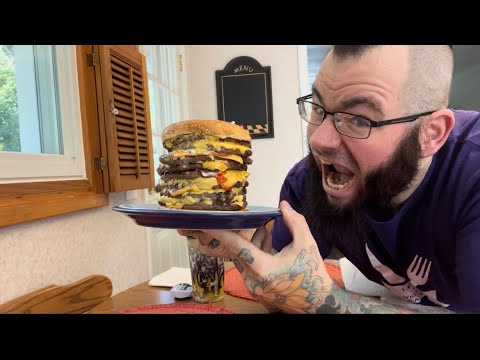 T-Rex whopper?! 9 Patties, 9 cheese, almost 3 pounds! - YouTube