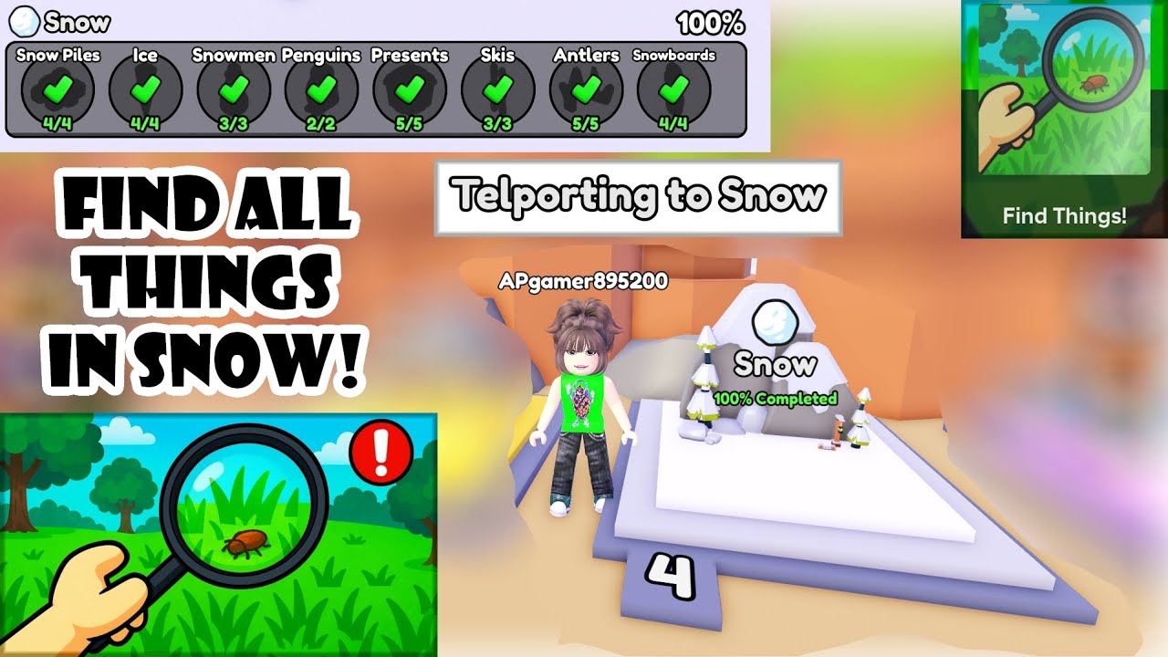 Find everything in Snow "Find Things!" Roblox Part 4 - YouTube