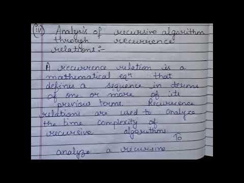 //analysis of recursive algorithm through recurrence relation//#btech - YouTube