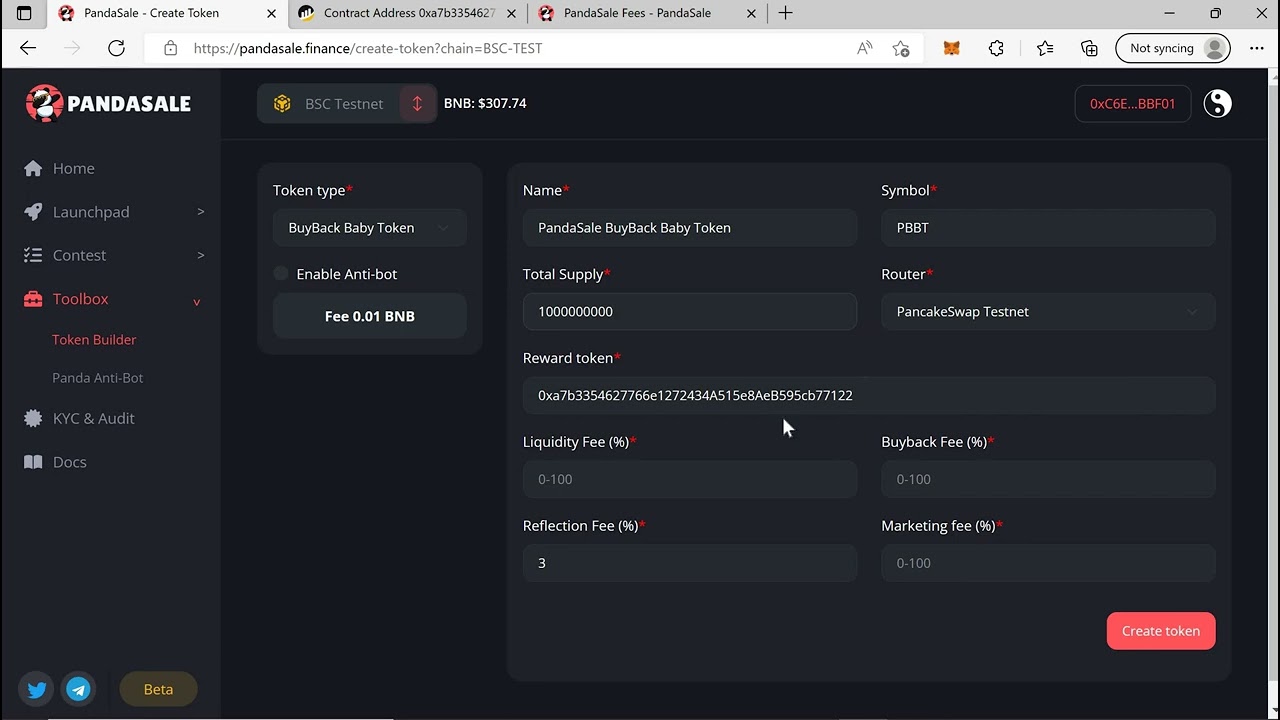 How to create a Buy Back Baby Token on Pandasale.finance - YouTube