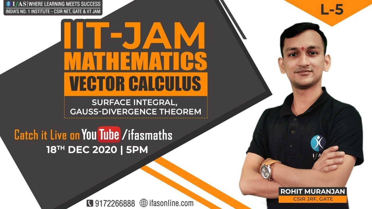 IIT-JAM MATHEMATICS | VECTOR CALCULUS | L-05 : Surface Integral, Gauss ...