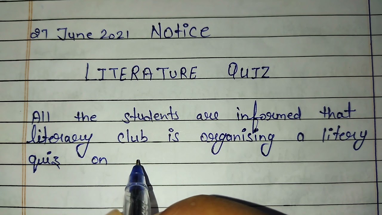 Write Notice On Literature Quiz ll Literature Quiz Notice Writing 2021 ll Mathur Study Guide ...