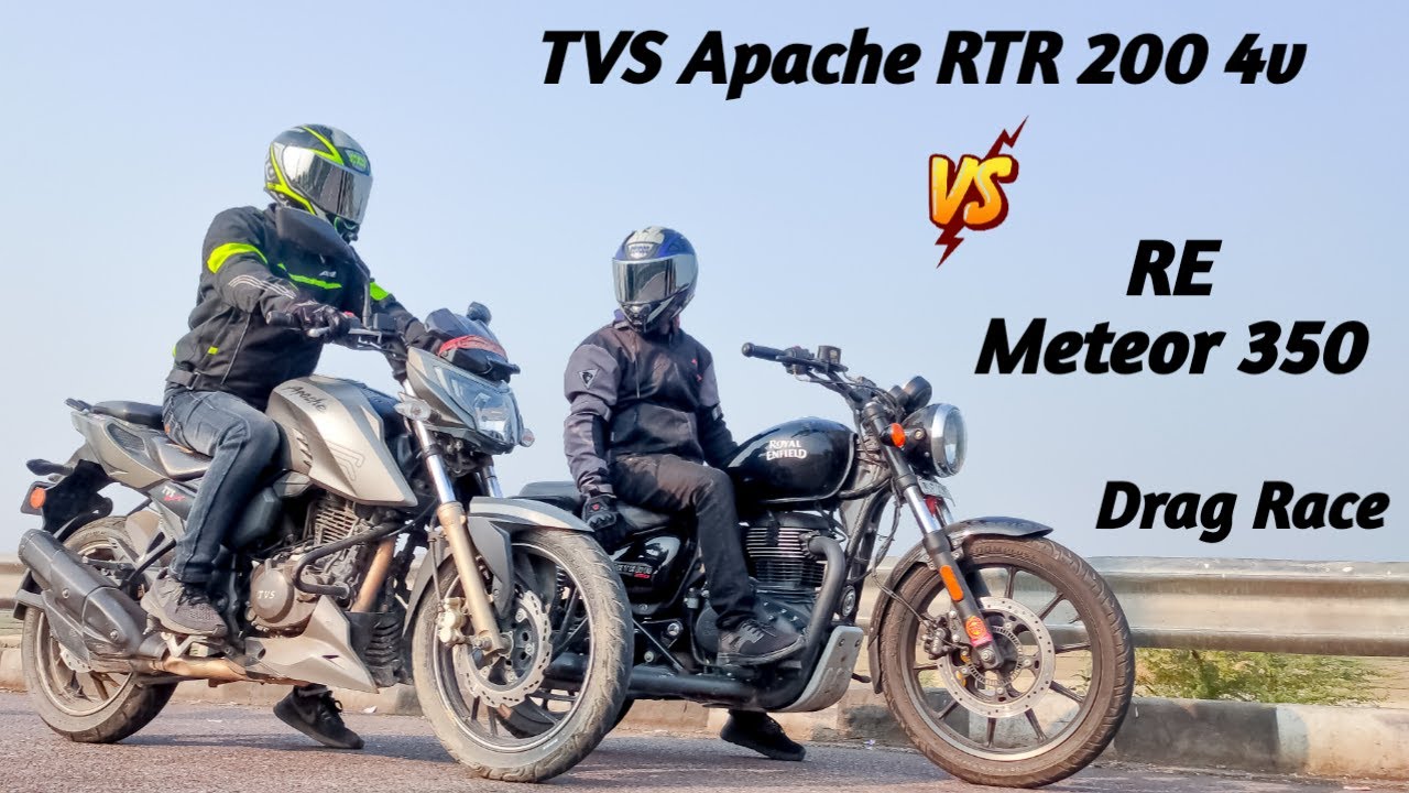 TVS Apache RTR 200 4v Vs Royal Enfield Meteor 350 | Drag Race | ये तो ...