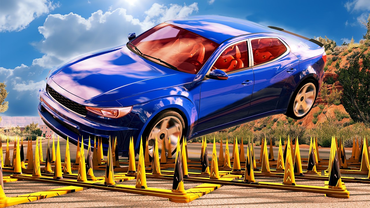 Massive Spike Strip Pileup Car Crashes spiky ball @4k🔥[BeamNG.Drive ...