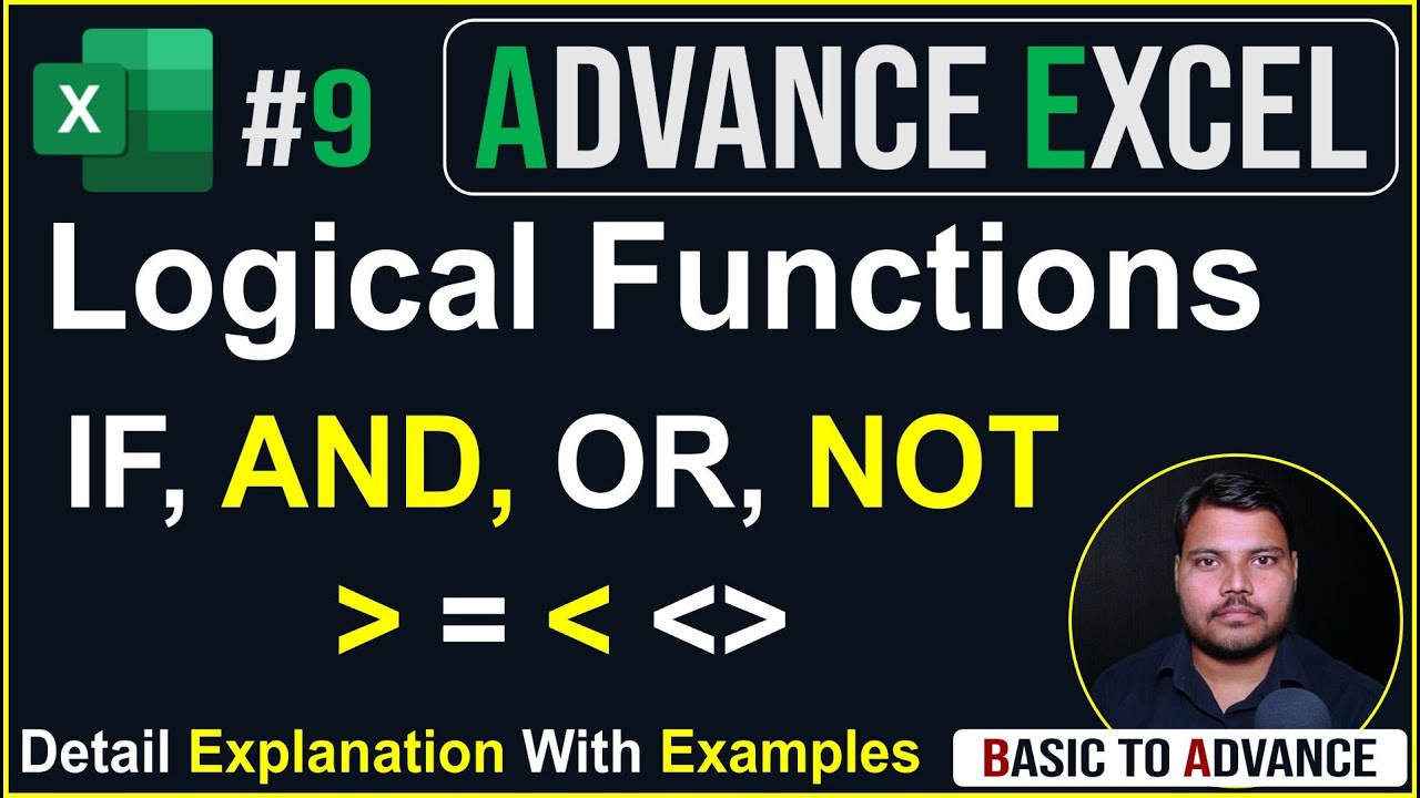 Ms Excel Logical Functions, IF, AND, OR, NOT Details explanation | Lecture-9 UPCISS - YouTube