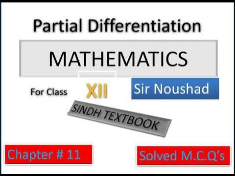 Partial Differentiation| Chapter 11| XII Math| New Book| Solved M.C.Q's| Sir Noushad - YouTube