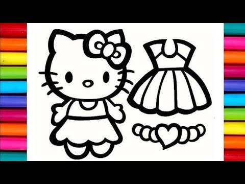 Hello Kitty Dress drawing, Hello Cute Kitty Drawing for kids and ...