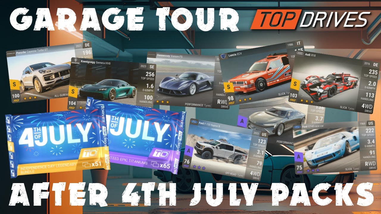 Top Drives Garage Tour - Update after opening '4th Of July' packs - YouTube