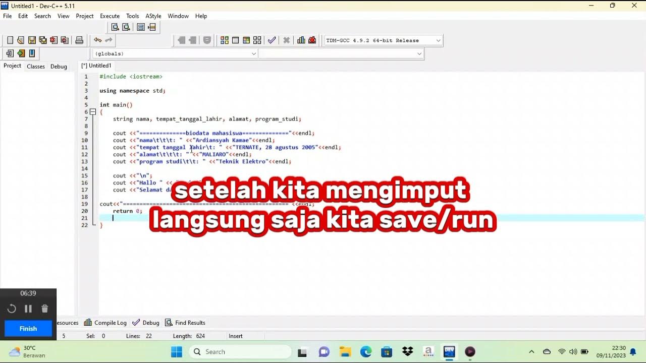 cara membuat sebuah program input output - YouTube