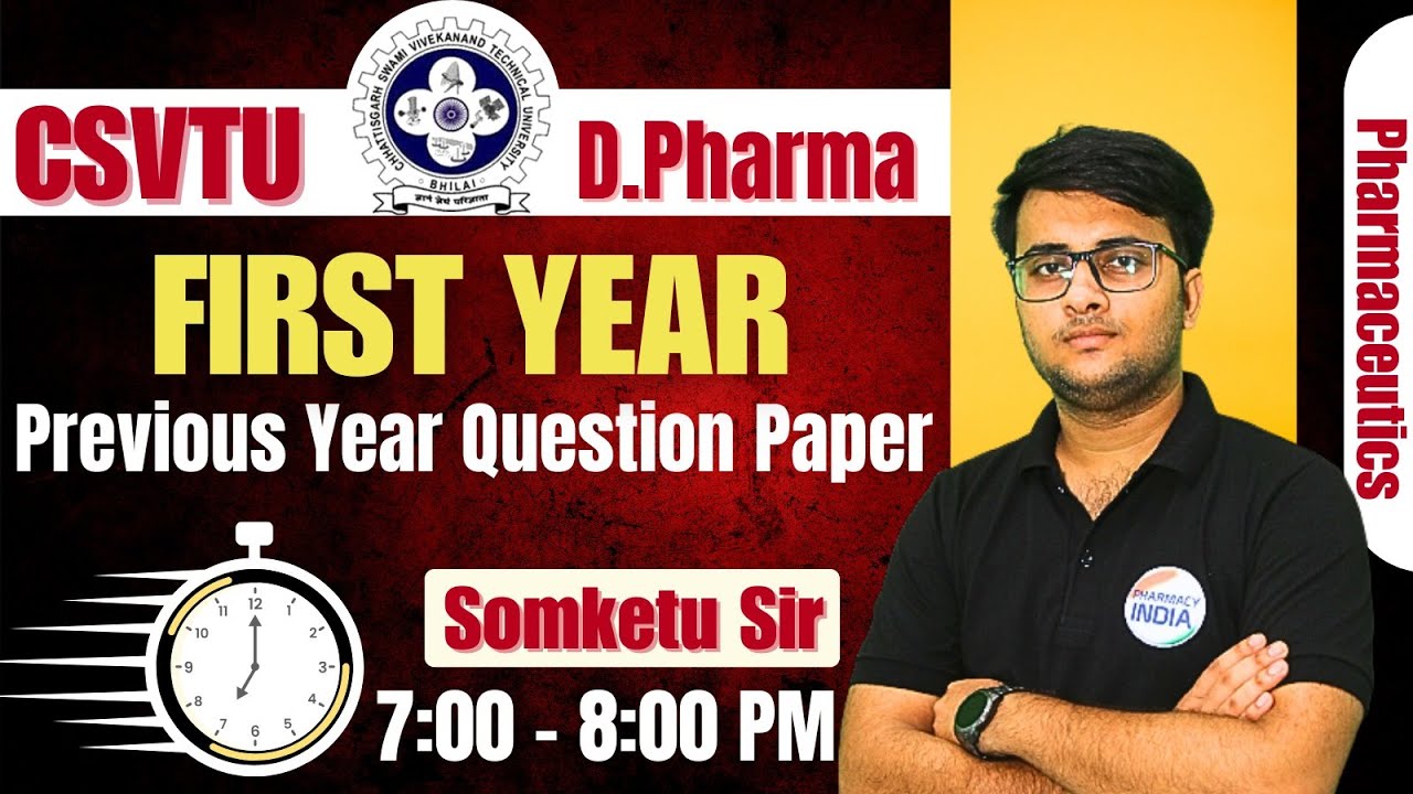 CSVTU | Pharmaceutics | 1st Year | Question Paper With Solution | 2024 ...