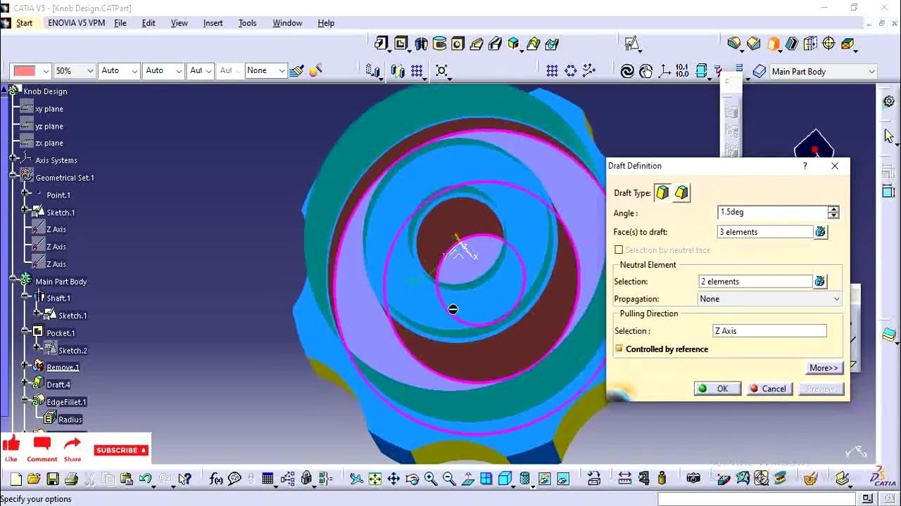 CATIA V5 PRACTICE MODEL|DRAFT ANALYSIS IN CATIA |HOW TO DO DRAFT ANALYSIS|DRAFT ISSUES | - YouTube
