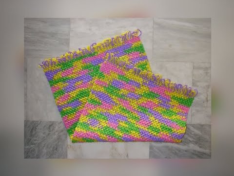 Making Small Plarn Rugs With Fringes - YouTube