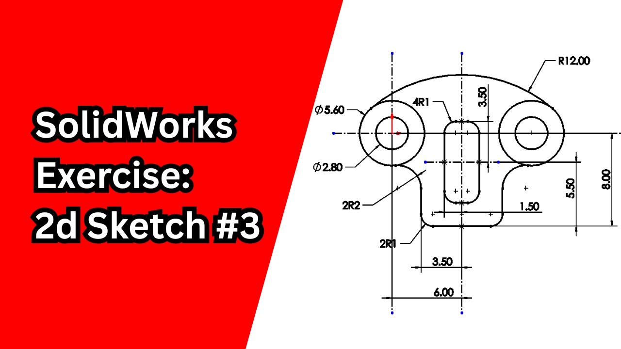 SolidWorks 2D Sketching Practice | Step-by-Step Tutorial | Exercise #3 ...