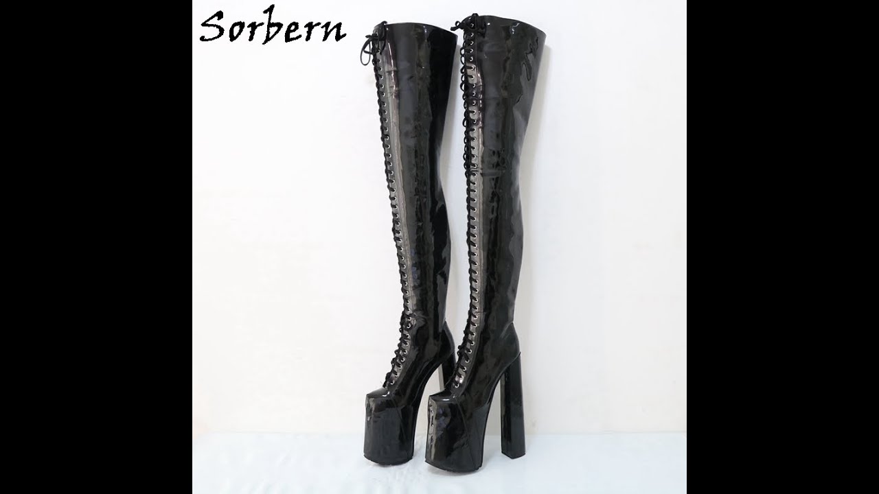 Sorbern 28cm High Heel Boots For Women Hidden Platform Drag Queen Shoes ...