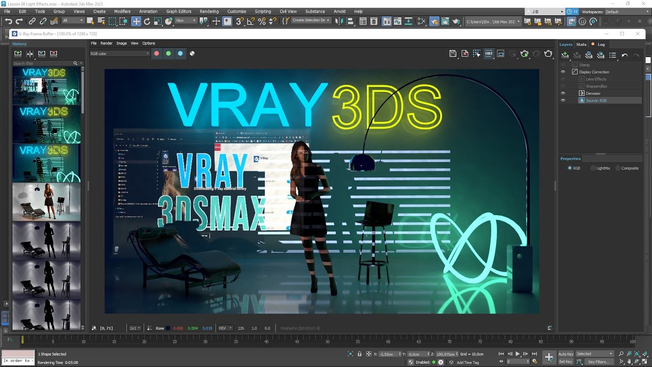 VRAY 3DS Videocourse - 08 - Light Effects, Mesh Light, Emissive ...