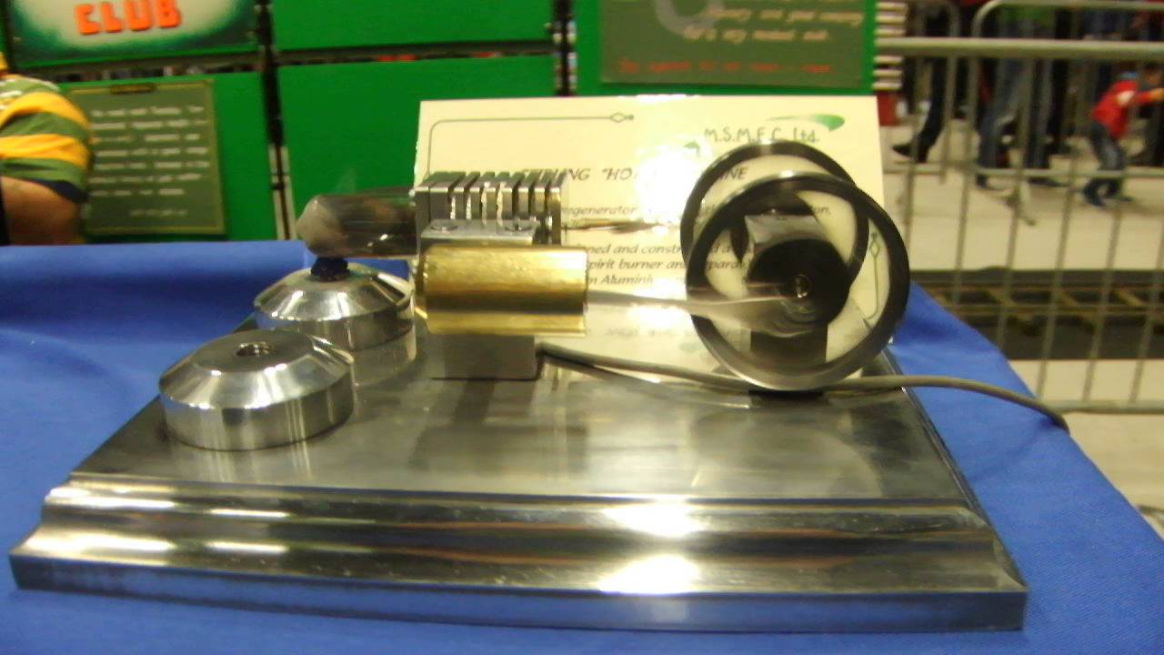 Stirling Engine running on Methylated spirits - YouTube