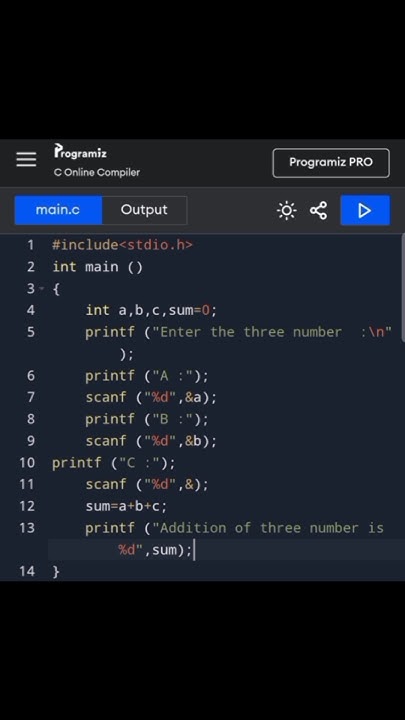 C Program to Add Three Numbers !! #shorts #ytshorts #QuantumCodex - YouTube