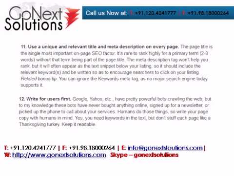 GoNext Solutions: SEO Tips & Techniques - YouTube