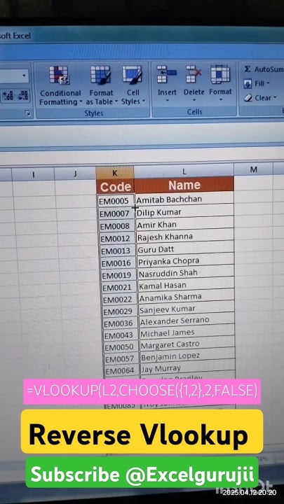 Reverse Vlookup #vlookup #excel #exceltips #exceltricks #exceltutorial - YouTube