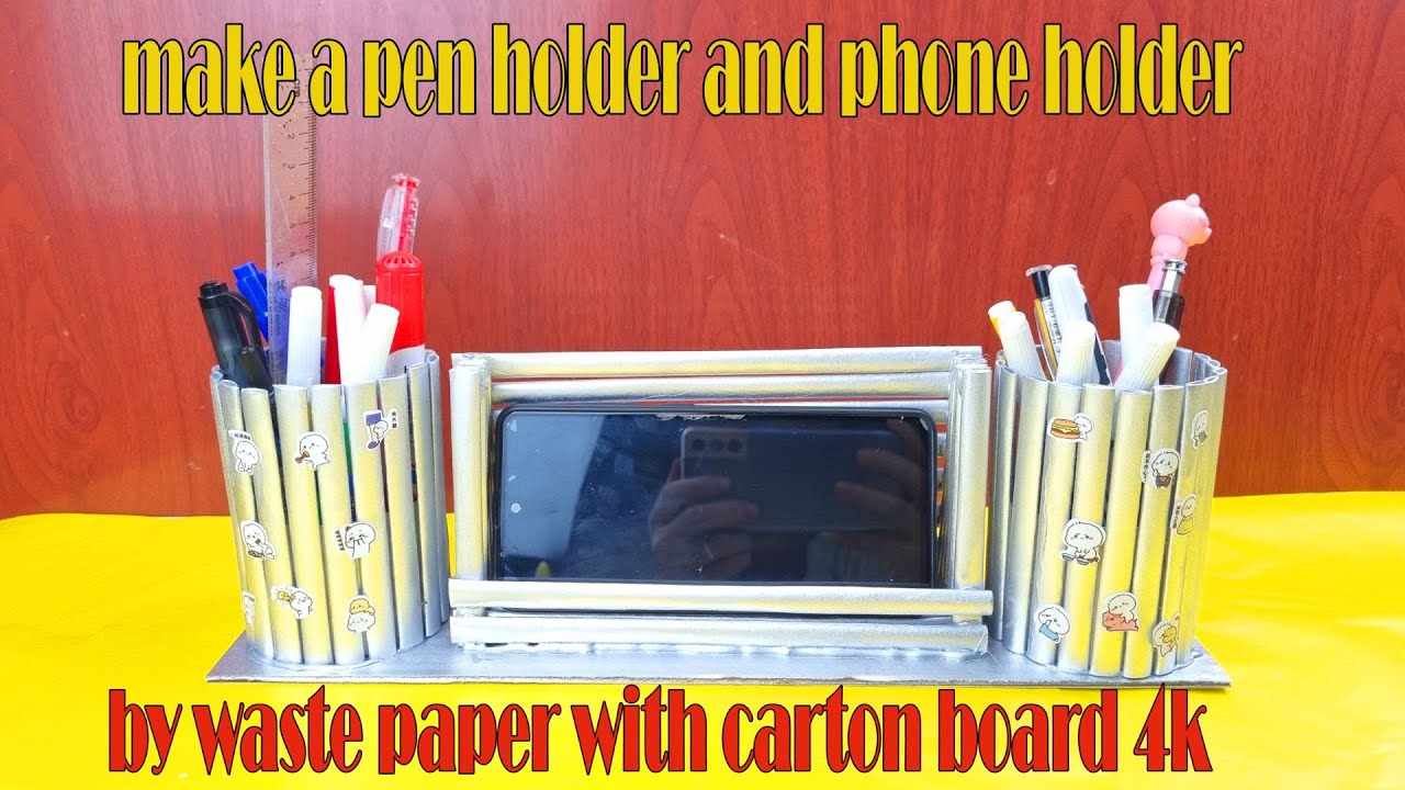 Make a pen holder and cell phone holder, out of waste paper - recycle ...
