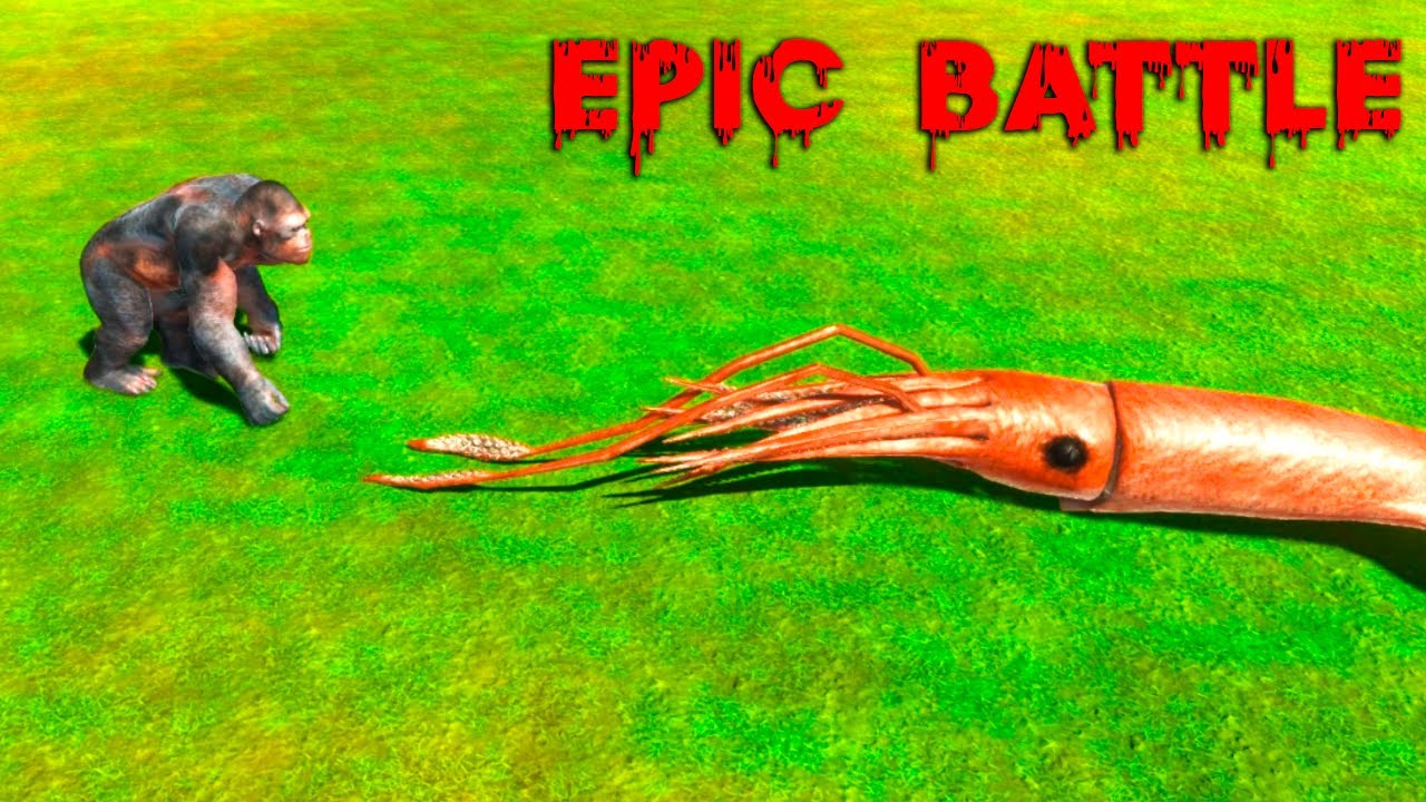 KING KONG VS GIANT SQUID | EPIC BATTLE | ANIMAL REVOLT BATTLE SIMULATOR ...