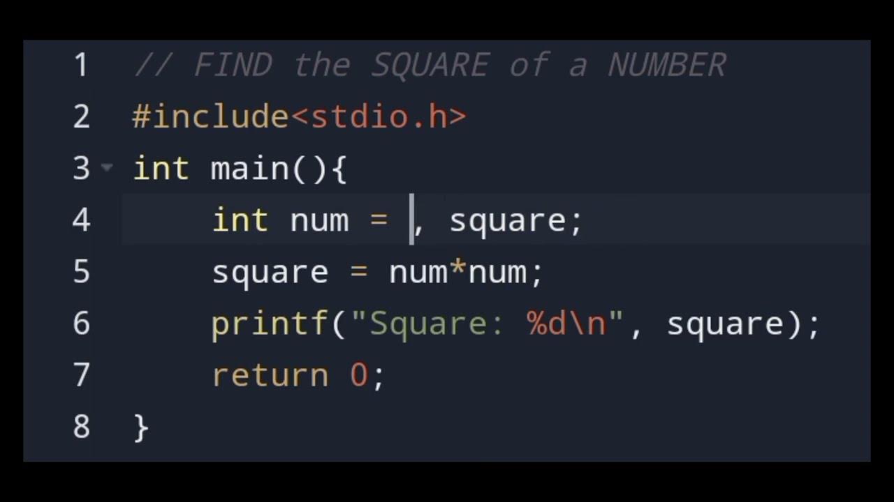 👨‍💻FIND the SQUARE of a NUMBER in #cprogramming - YouTube