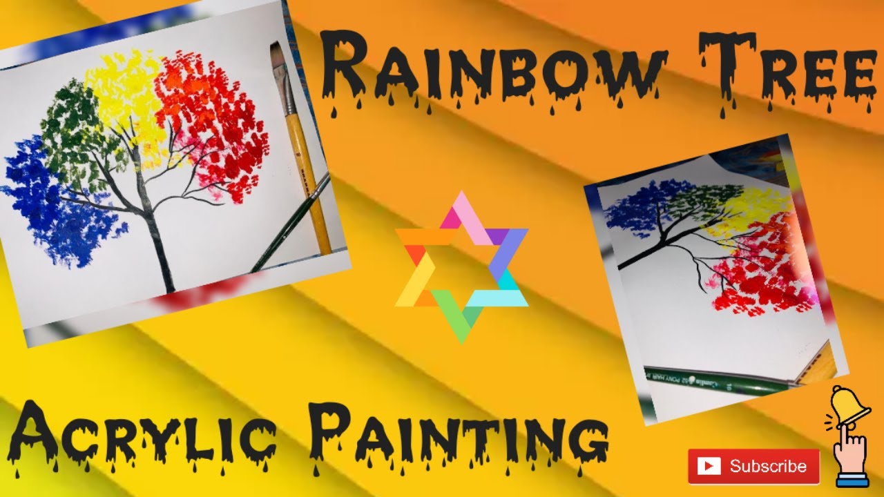 Rainbow Tree Painting 🌳| Acrylic Painting | So Relaxing 😇 - YouTube
