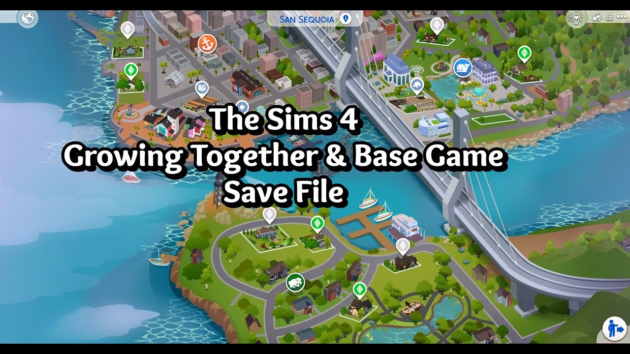 Sims 4 Base Game Plus Growing Together Only Save File - YouTube