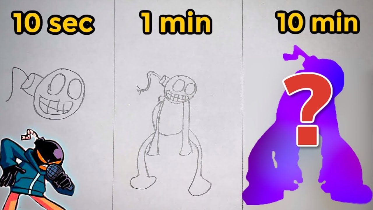 Drawing fnf Whitty in 10 seconds, 1 minute, 10 minutes | Friday Night ...