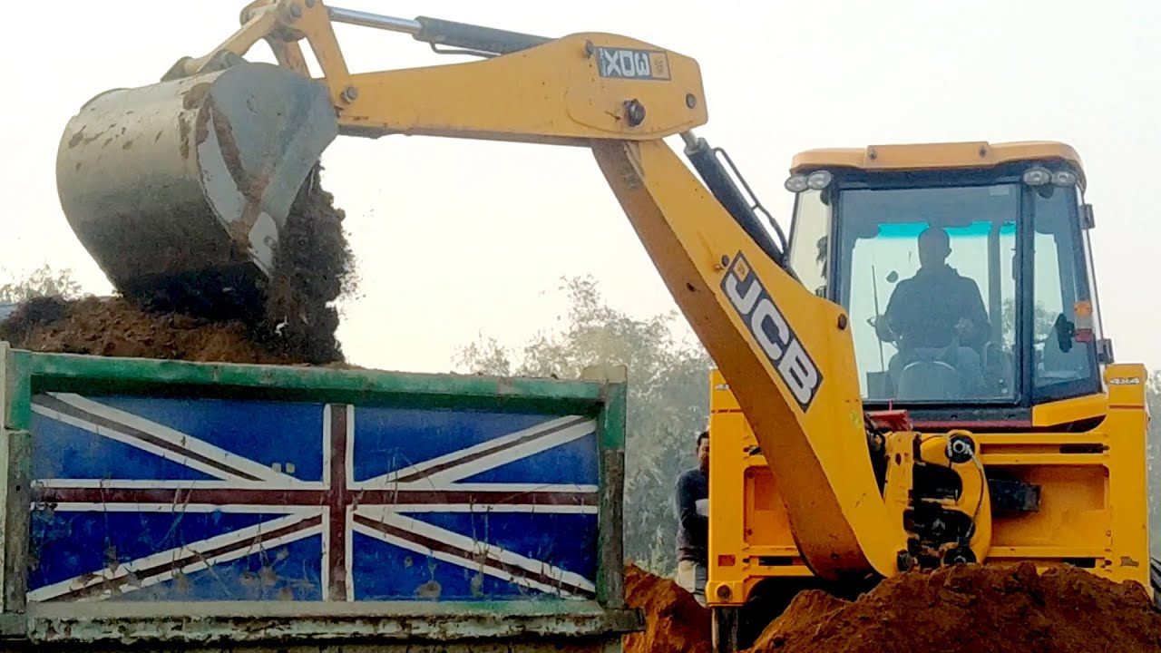 Amazing Work!!! Full Loading-JCB 3DX Backhoe Loading Mud in Dump Truck ...