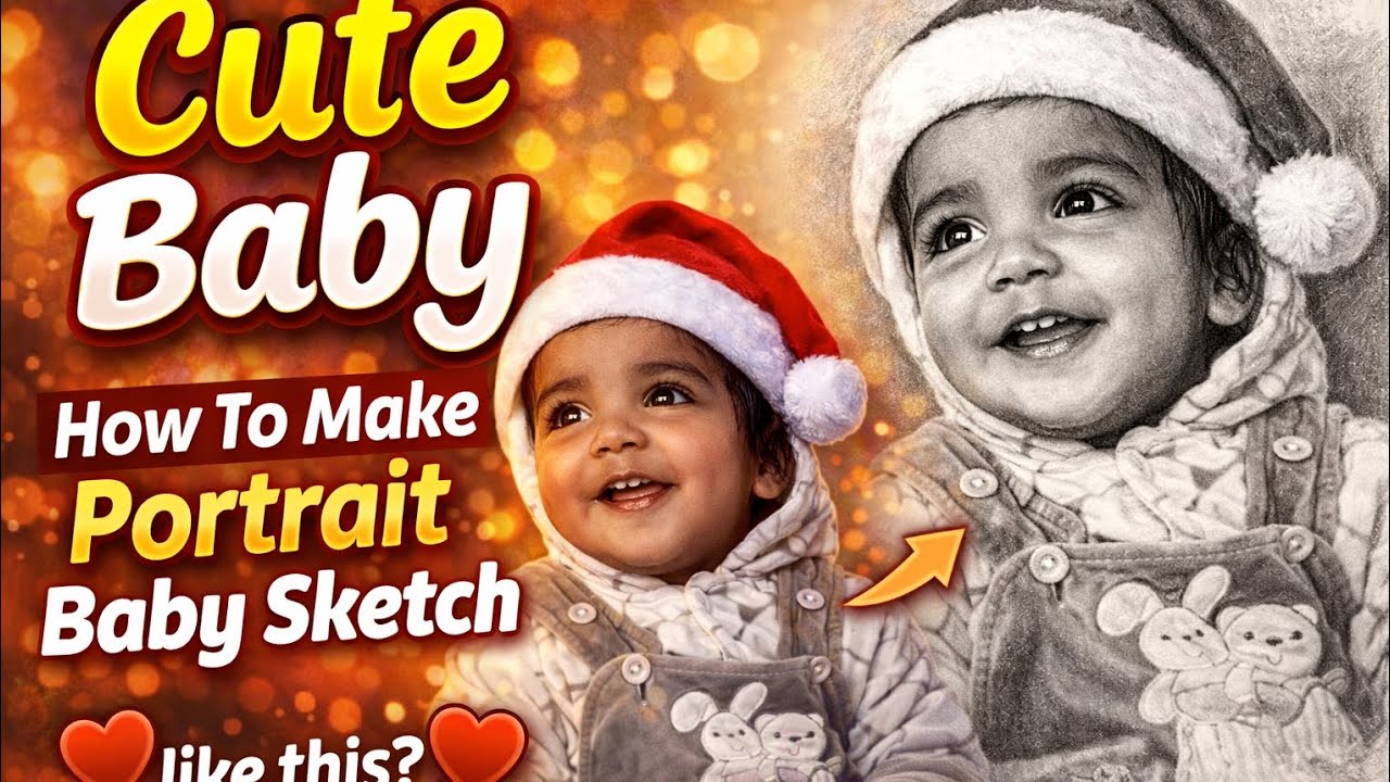 How To Make Baby Potrait | Charcoal Potrait | Baby Sketch - YouTube