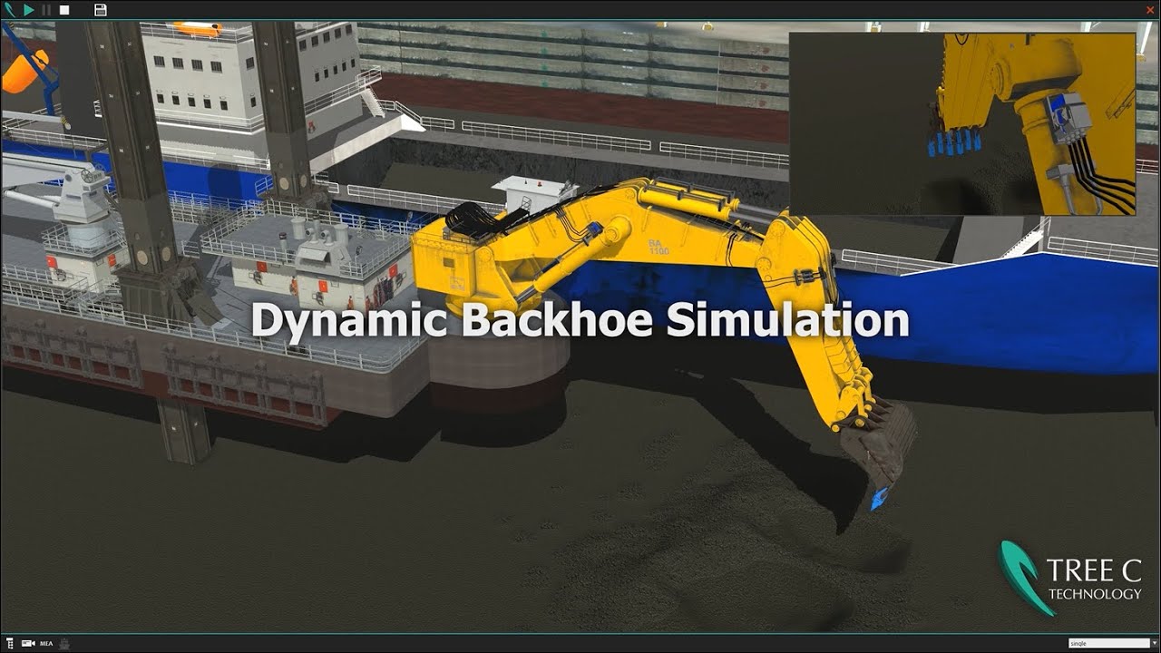 Tree C Dynamic Soil Simulation with a Backhoe Dredger - YouTube
